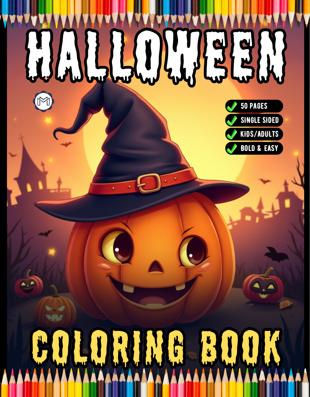 Cute Funny Spooky Halloween Coloring Book Adults Kids Boys Girls Young ...